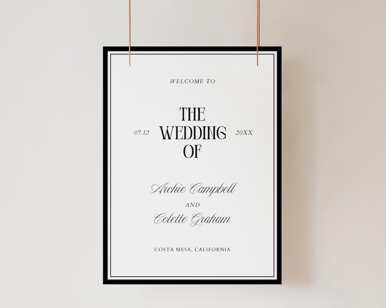 Classic Old Money Wedding Welcome Sign Template, Timeless Vintage ...