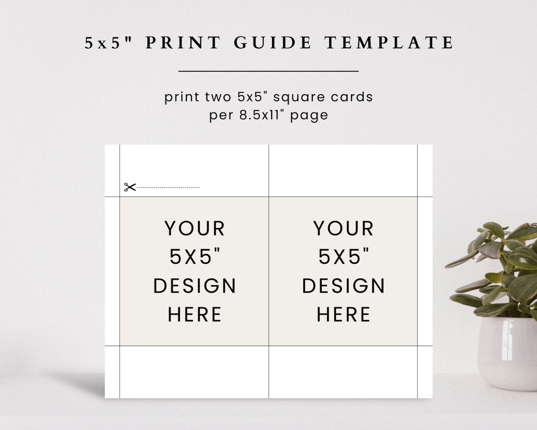 5x5 Square Printing Template, Square Gift Tag Print Guide Template, 5x5 ...