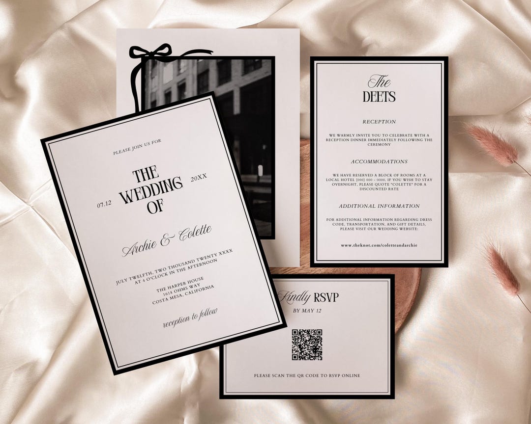 Classic Old Money Wedding Invitation Suite, Timeless Vintage Wedding ...