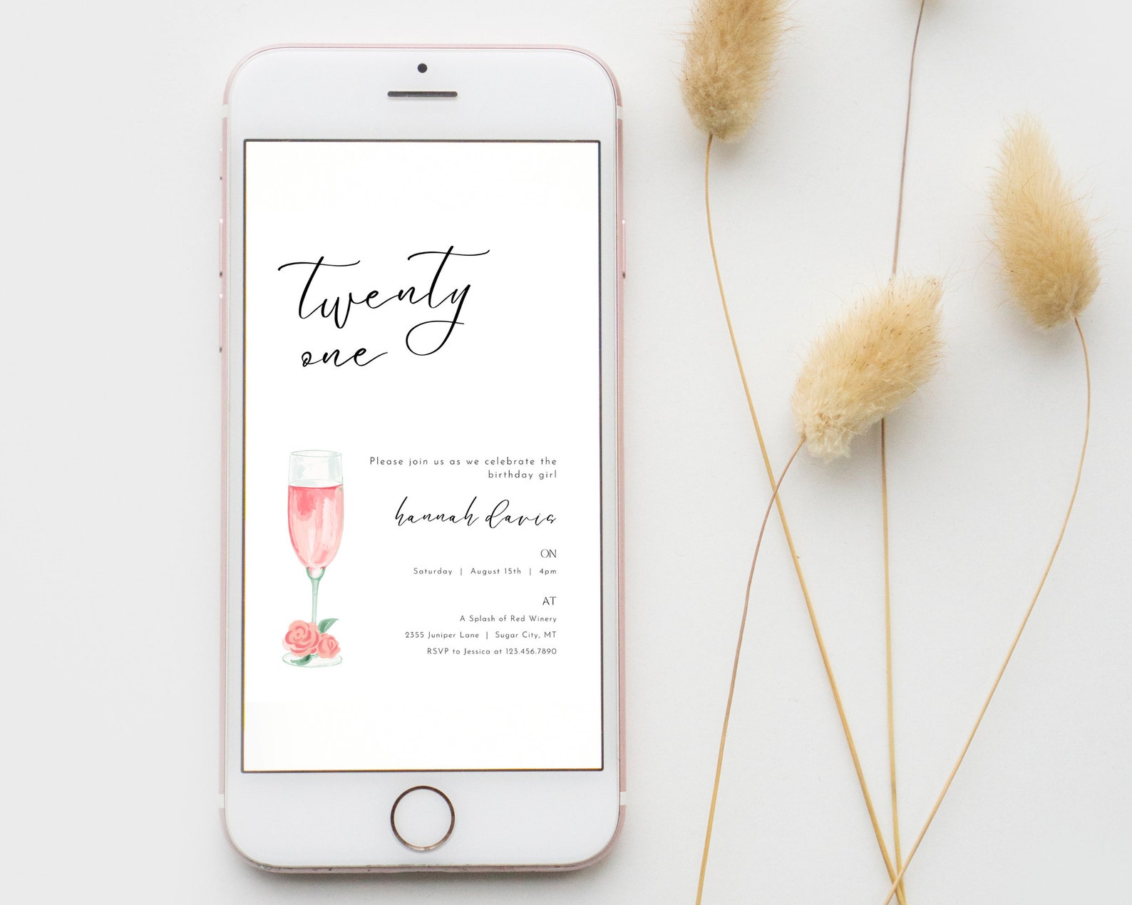 Simple 21st Birthday Invitation Template, Minimalist Birthday Invite ...