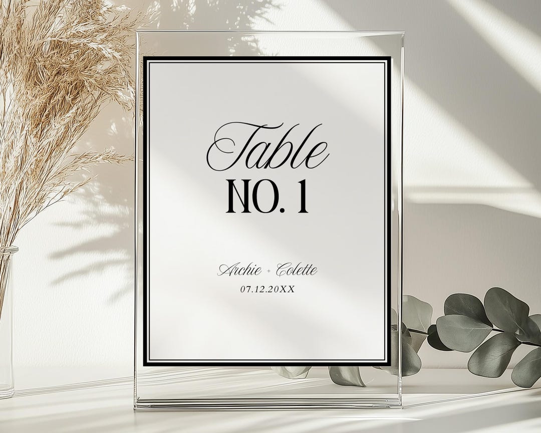 Classic Old Money Table Number Sign Template, Minimalist Luxury Wedding ...