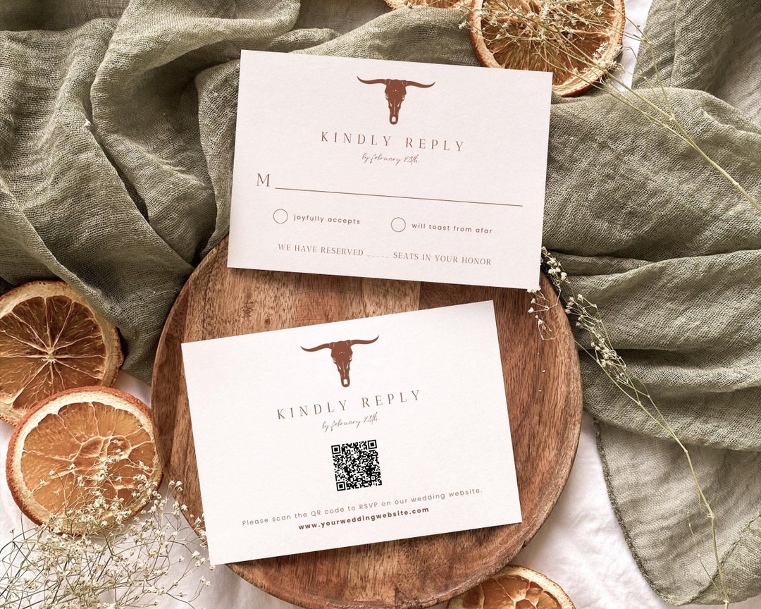 Western Terracotta RSVP Card Template, Desert Rust QR Code RSVP Card ...