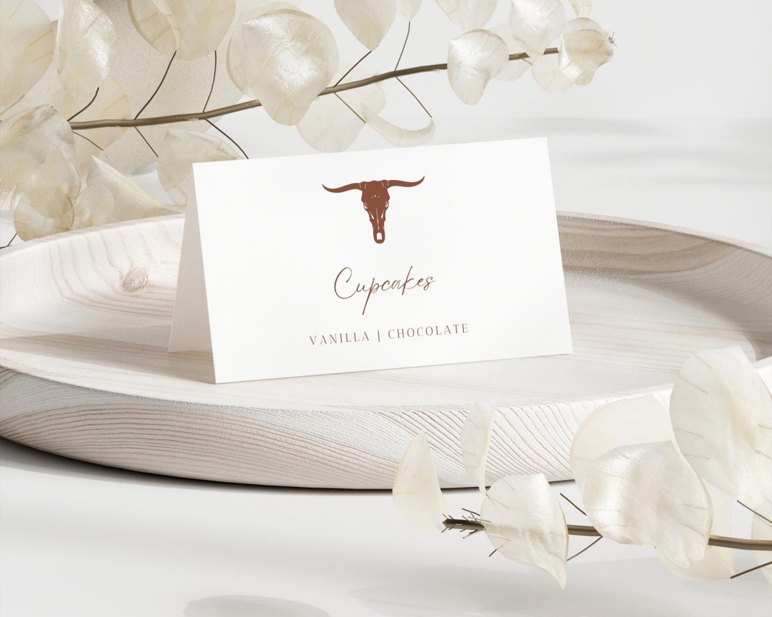 Western Terracotta Food Label Template, Desert Rust Wedding Buffet Card ...