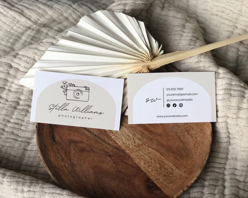 Arch Photography Business Card Template Boho Editable - Etsy