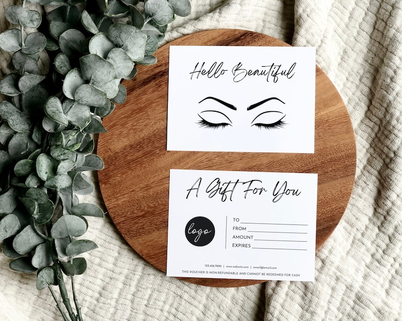 Simple Printable Eyelash Gift Certificate, Lash Extension Gift Card ...