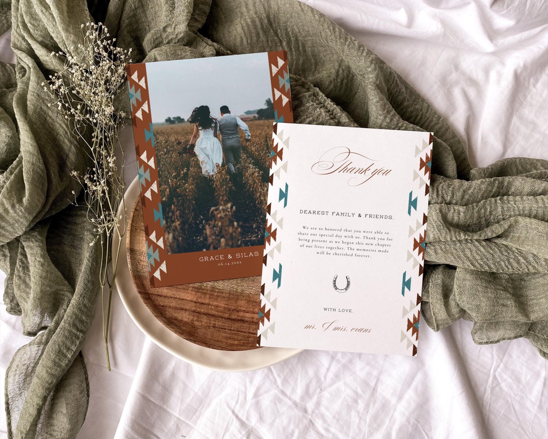 Southwestern Wedding Thank You Card Template, Desert Photo Thank You ...