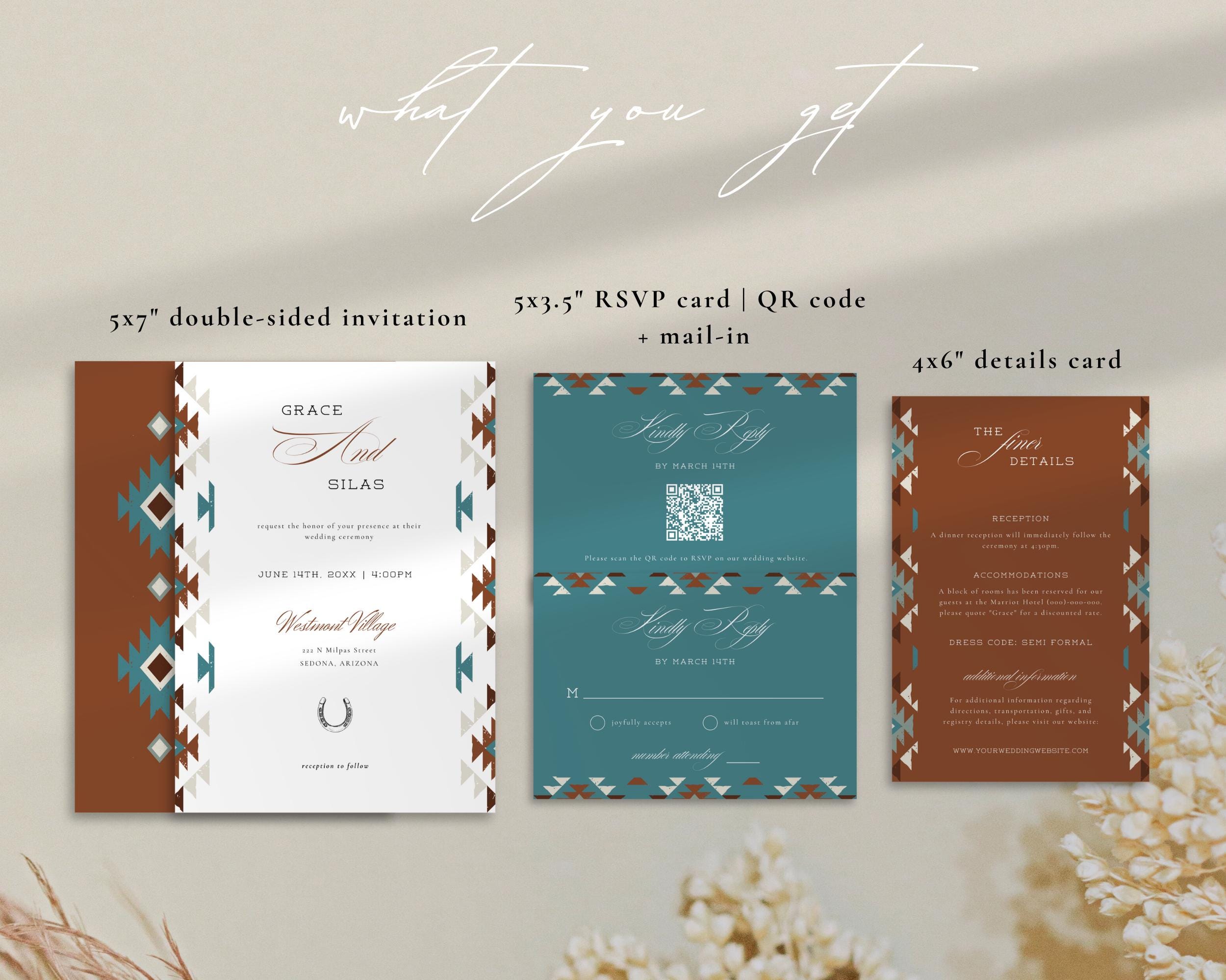 Southwestern Wedding Invitation Suite, Desert Ranch Wedding Invitation ...