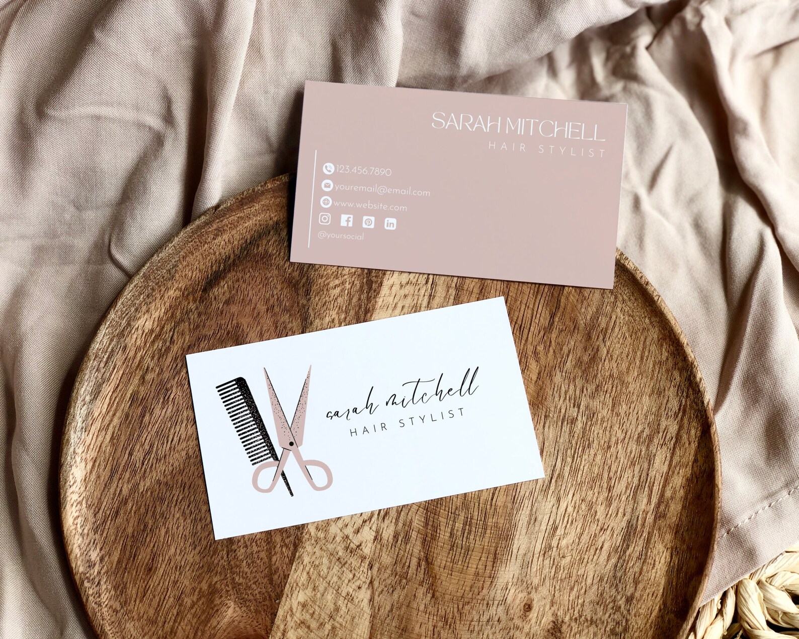 Modern Hair Stylist Business Card Template, Editable Hair Dresser ...