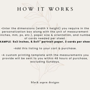 Custom Size Printing Template One 1 Card Print Guide Portrait ...