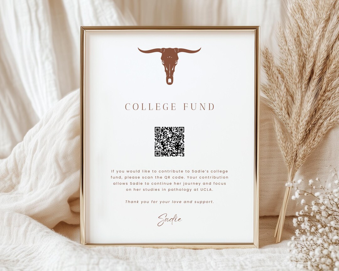 Western Terracotta Graduation College Fund Sign, Desert Rust QR Code ...