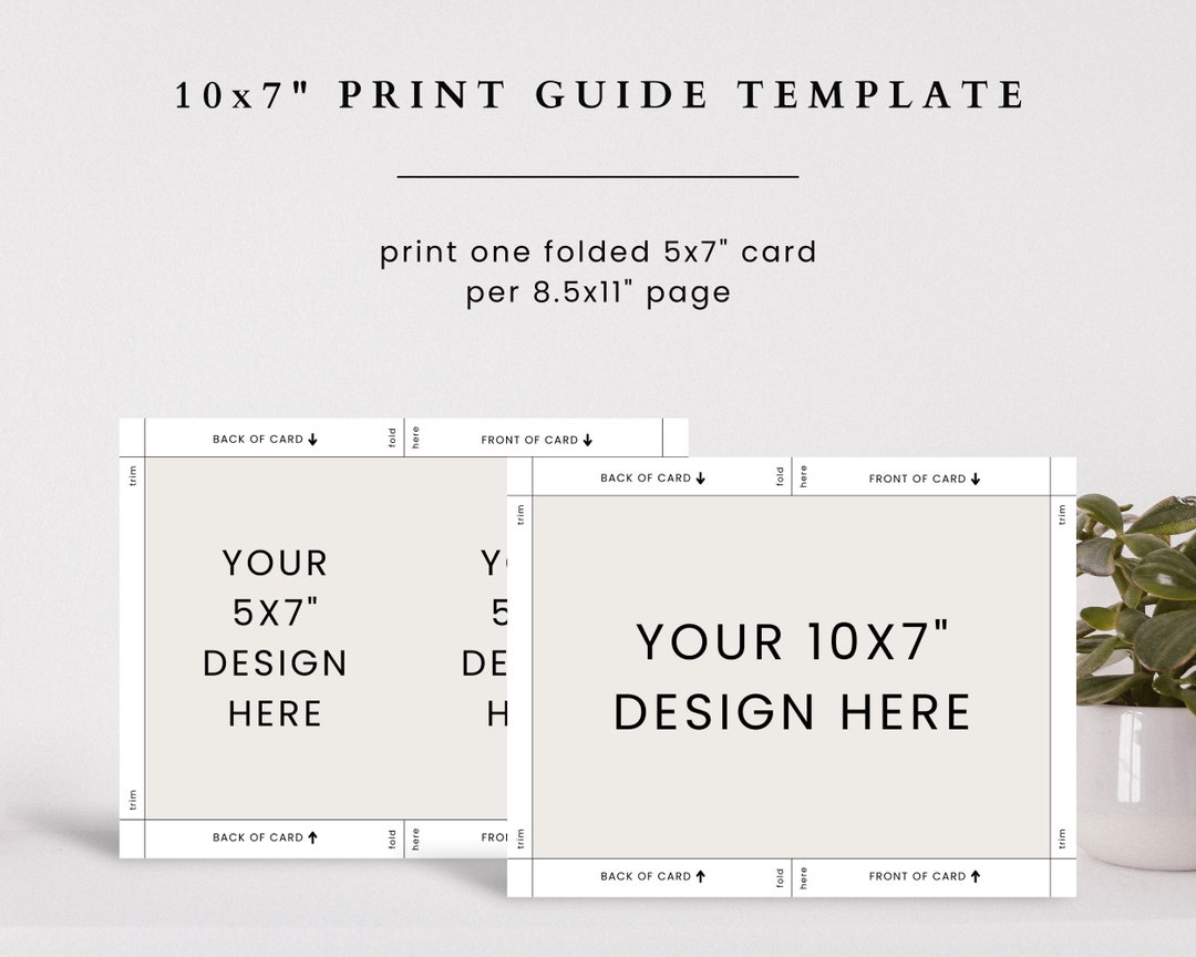 Folded 5x7 Portrait Greeting Card Printing Template, 10x7 Invitation ...