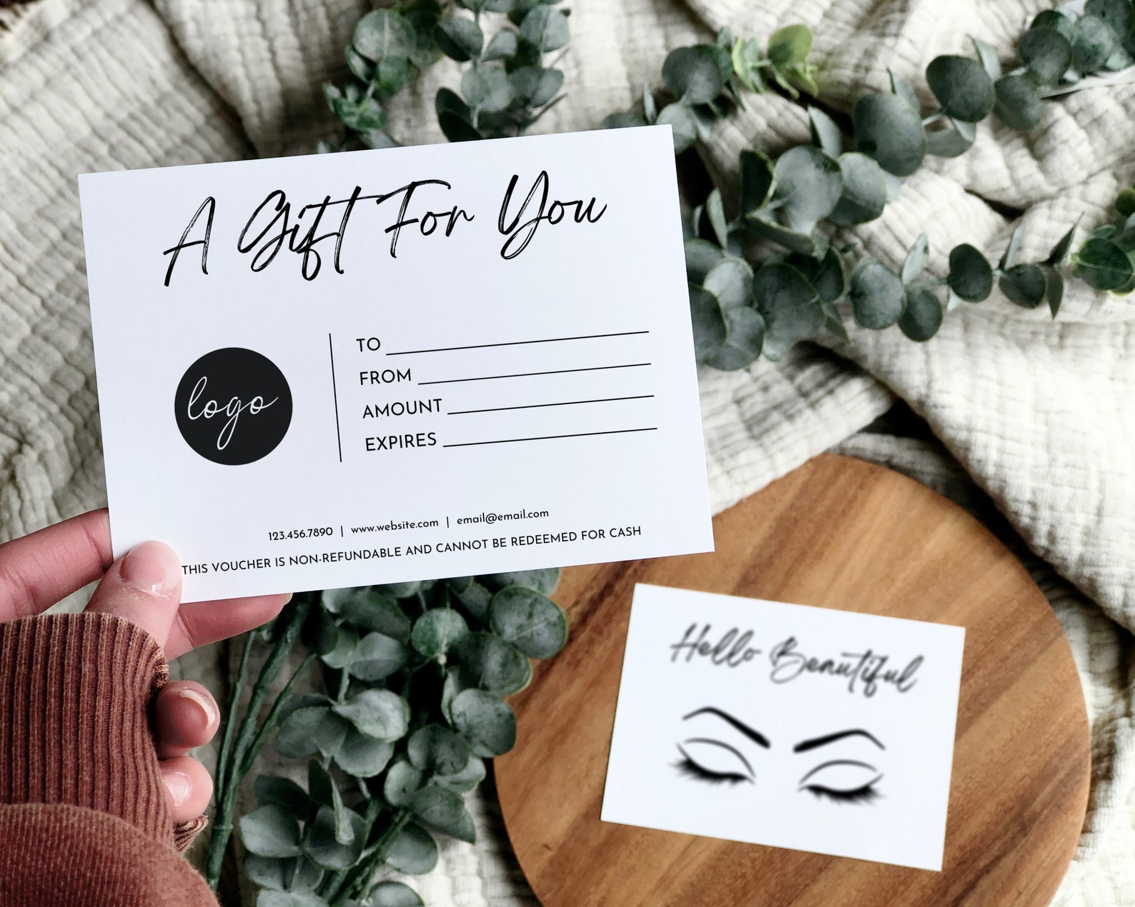 Simple Printable Eyelash Gift Certificate, Lash Extension Gift Card ...