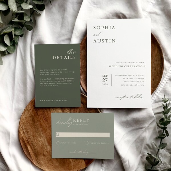 Minimal Modern Wedding Invitation Simple Elegant Wedding Invitation - Etsy