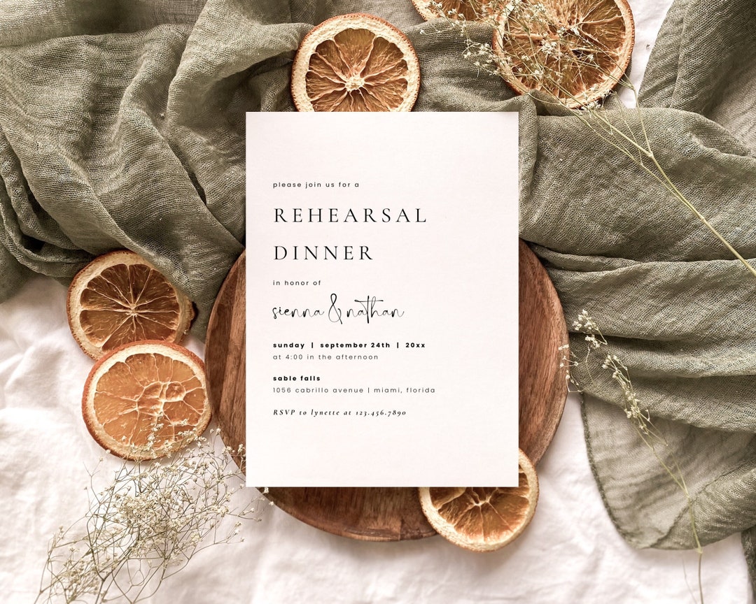 Modern Rehearsal Dinner Invitation Template, Minimalist Wedding ...