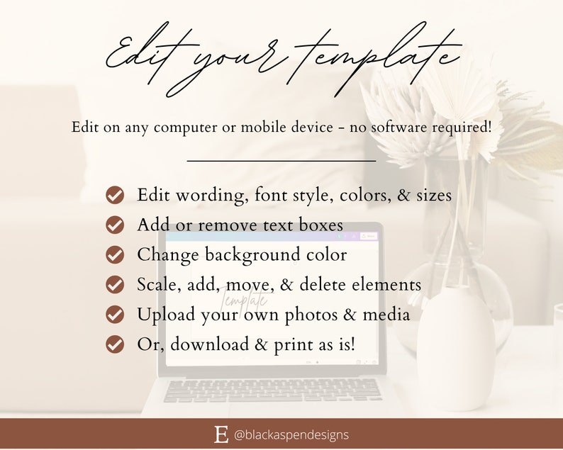 Arch Photography Business Card Template Boho Editable - Etsy