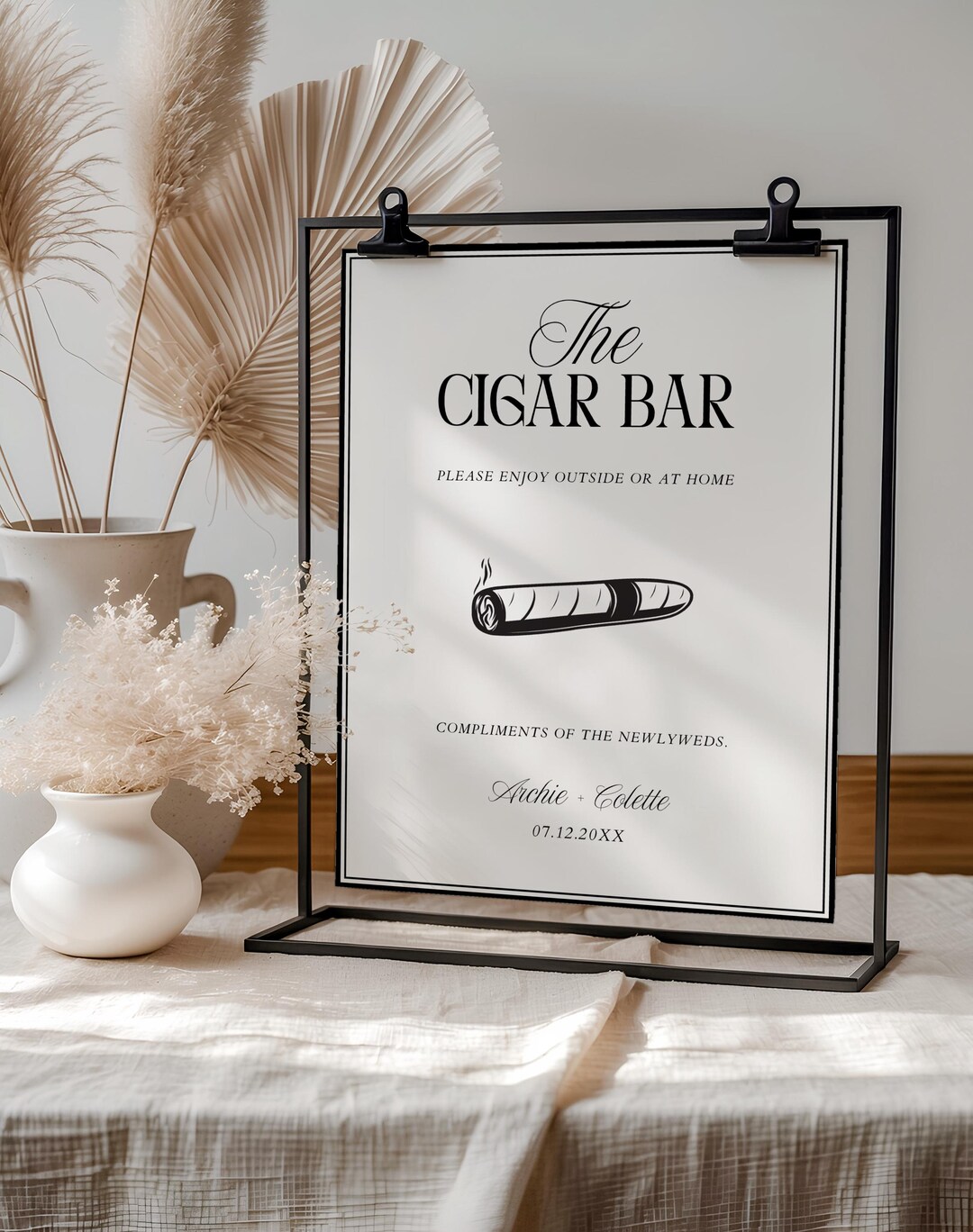 Classic Old Money Cigar Bar Sign Template, Timeless Wedding Cigar Bar ...