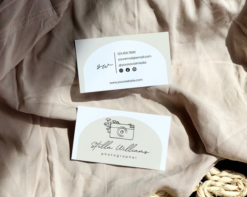 Arch Photography Business Card Template Boho Editable - Etsy