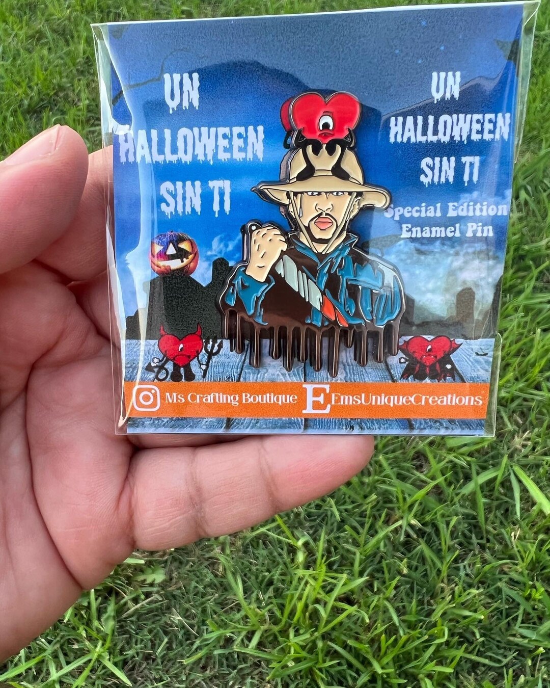 Bad Bunny Halloween Enamel Pin, Bad Bunny Michael Pin, Bad Bunny 2inch ...