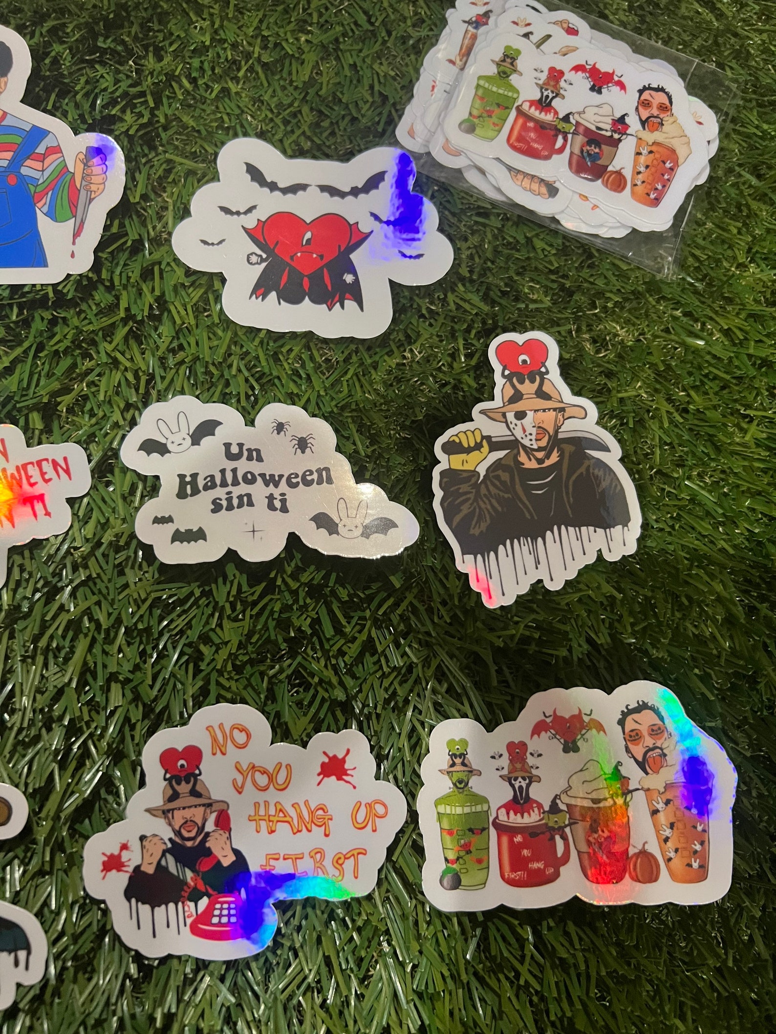11 Pack Bad Bunny Holo Stickers Bad Bunny Halloween Stickers - Etsy
