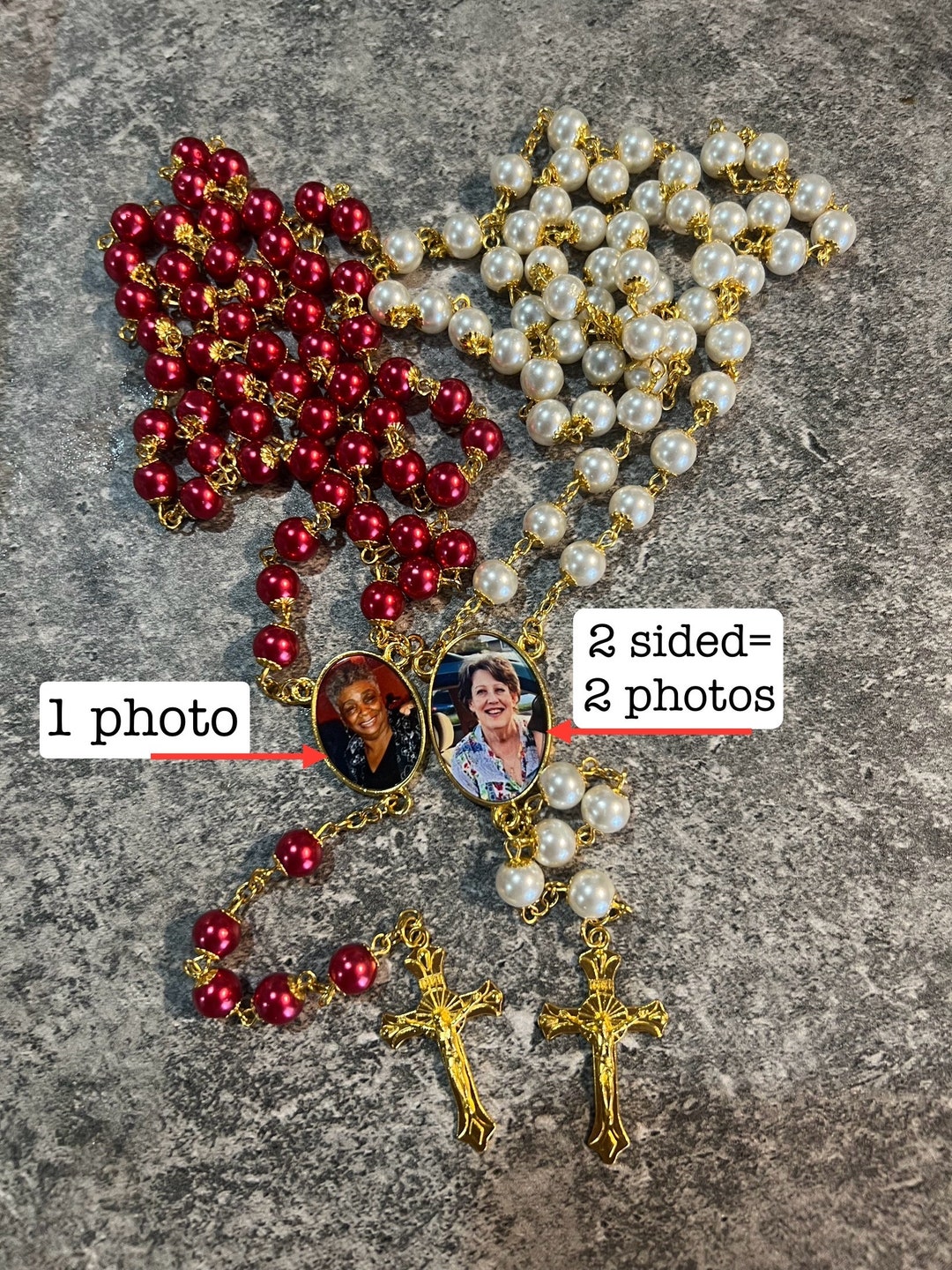 Gold Rosary With 2pictures, Rosario Color Oro Con Dos Fotos ...