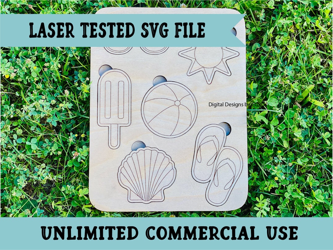 Summer Puzzle SVG - Glowforge Puzzle SVG File - Beach Puzzle - Kids ...