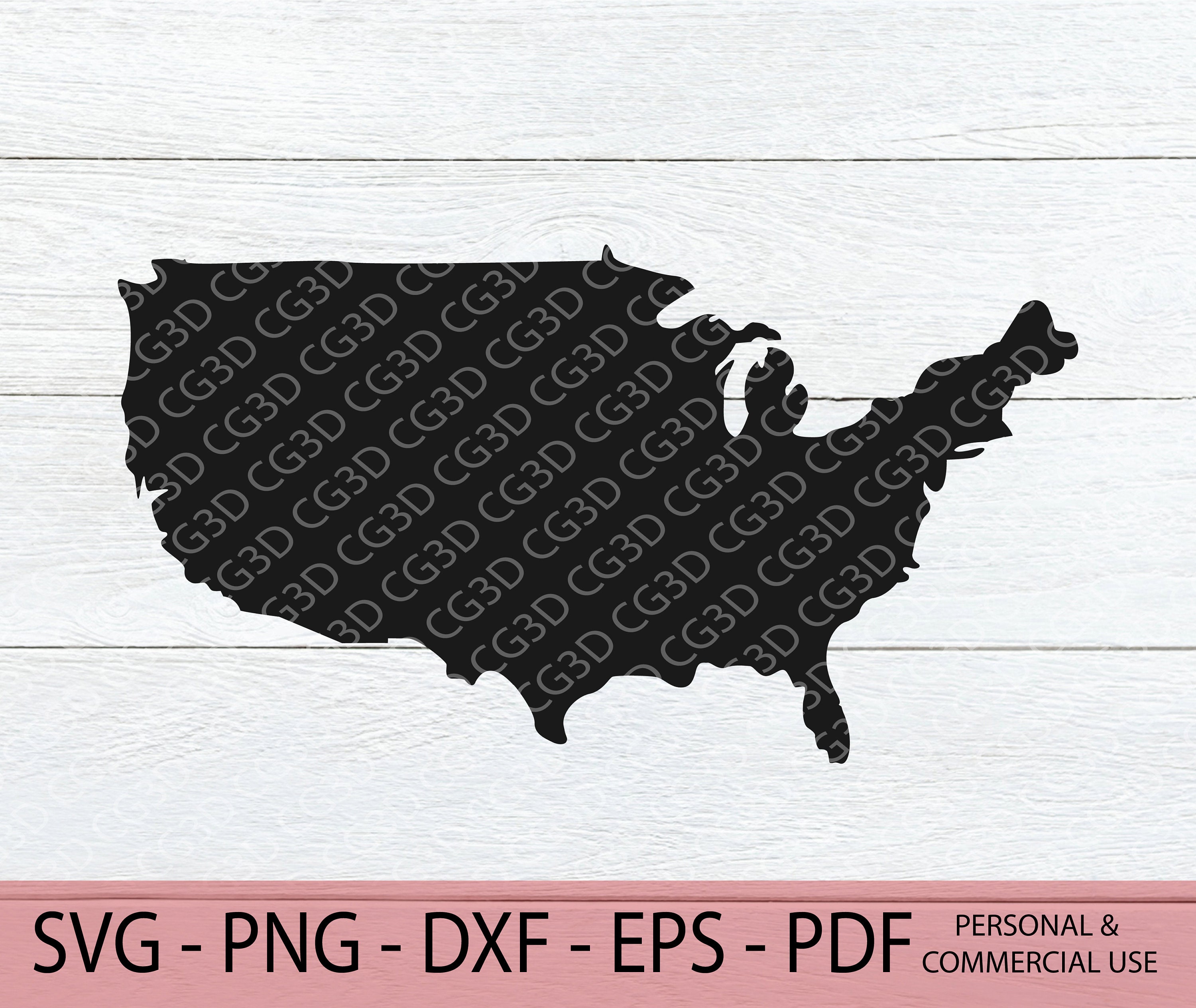 United States of America Silhouette svg USA Map svg 4th of | Etsy