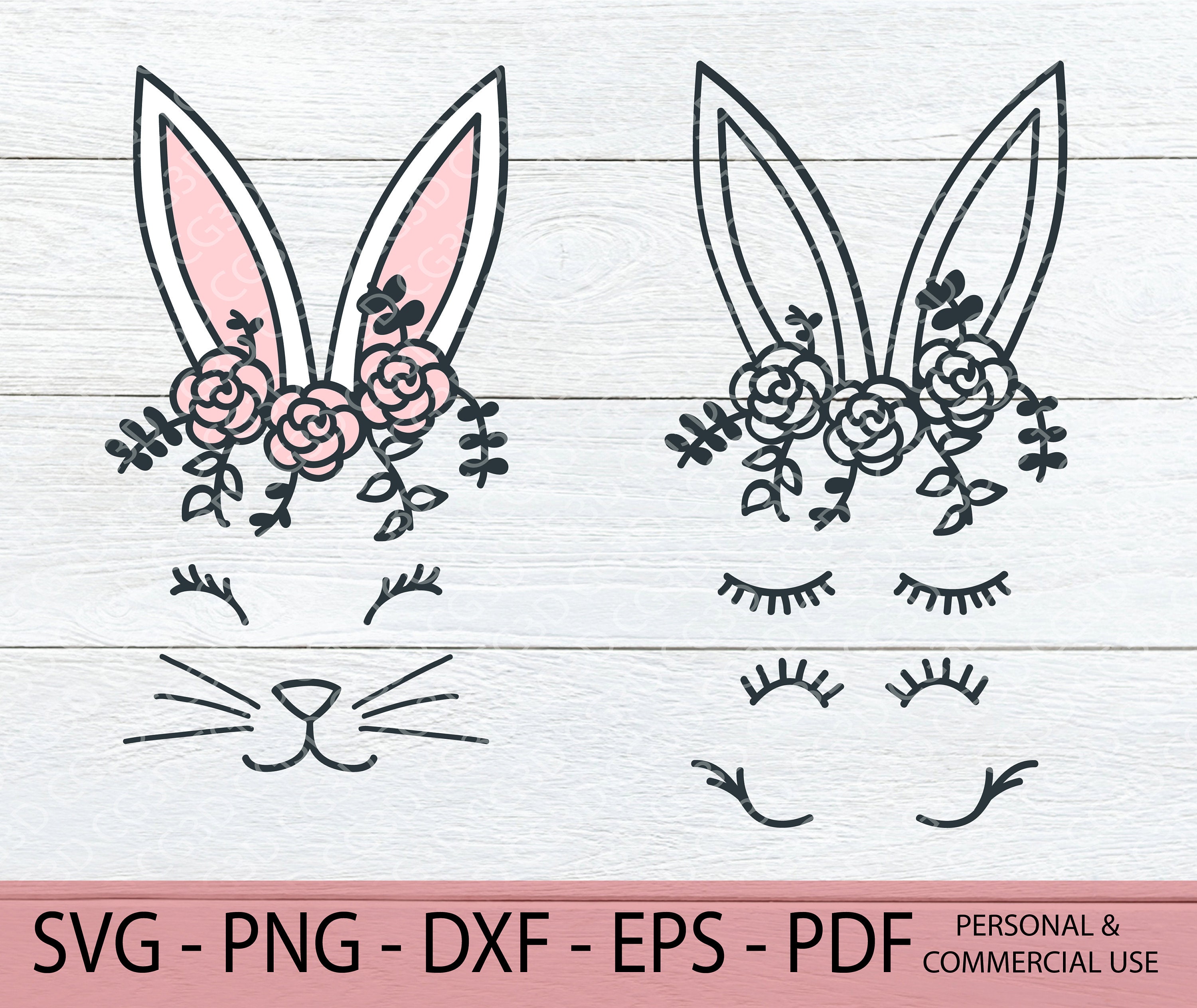 Bunny Face SVG Easter SVG Layered SVG Easter Bunny | Etsy