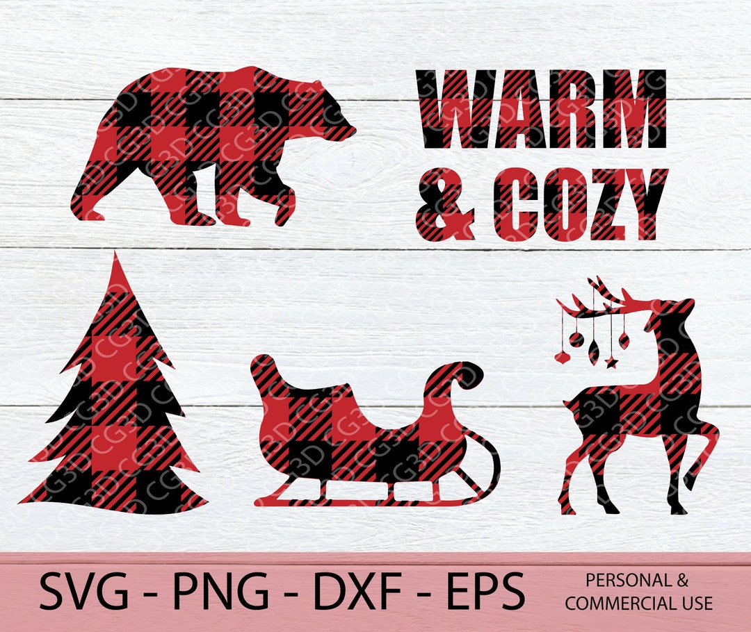 Plaid Christmas Bundle SVG - Buffalo Plaid Christmas SVG - Bear SVG ...