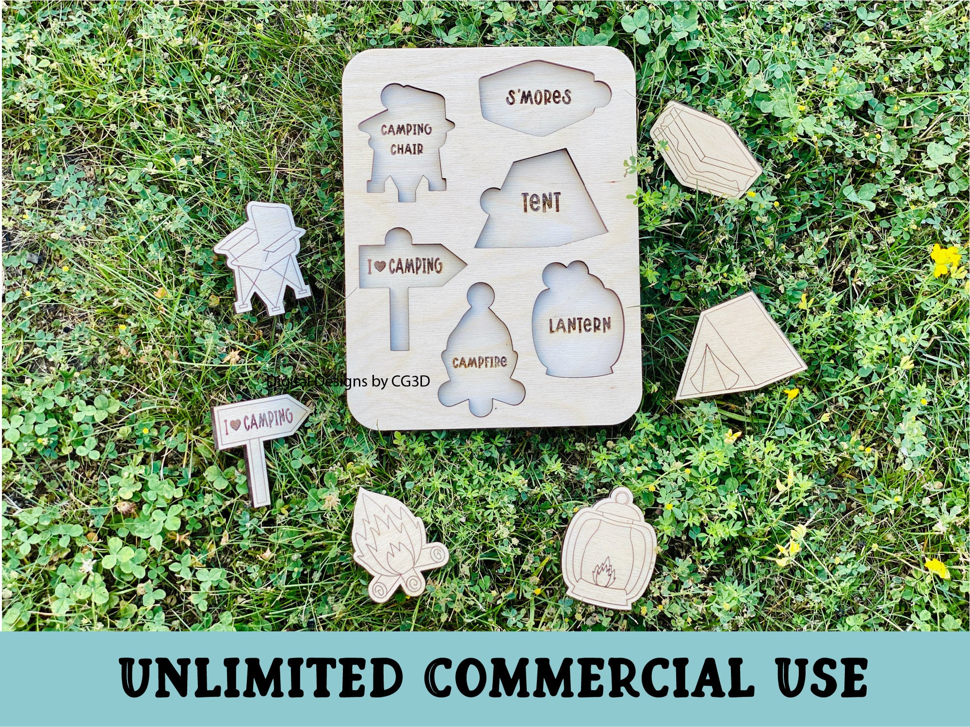 Camping Puzzle SVG Camping Glowforge Puzzle Kids Puzzle - Etsy