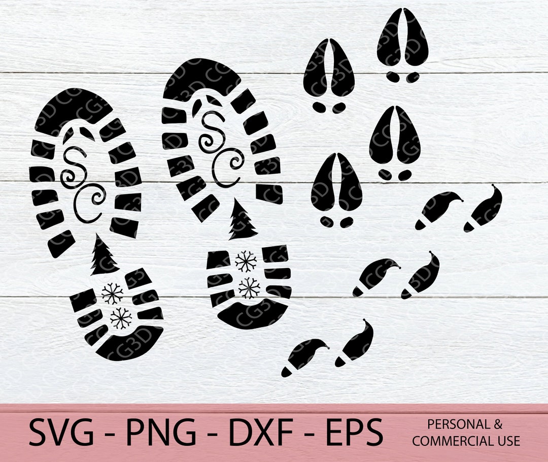 Christmas Footprint Bundle - Santa Foot Print SVG - Santa Boot SVG ...