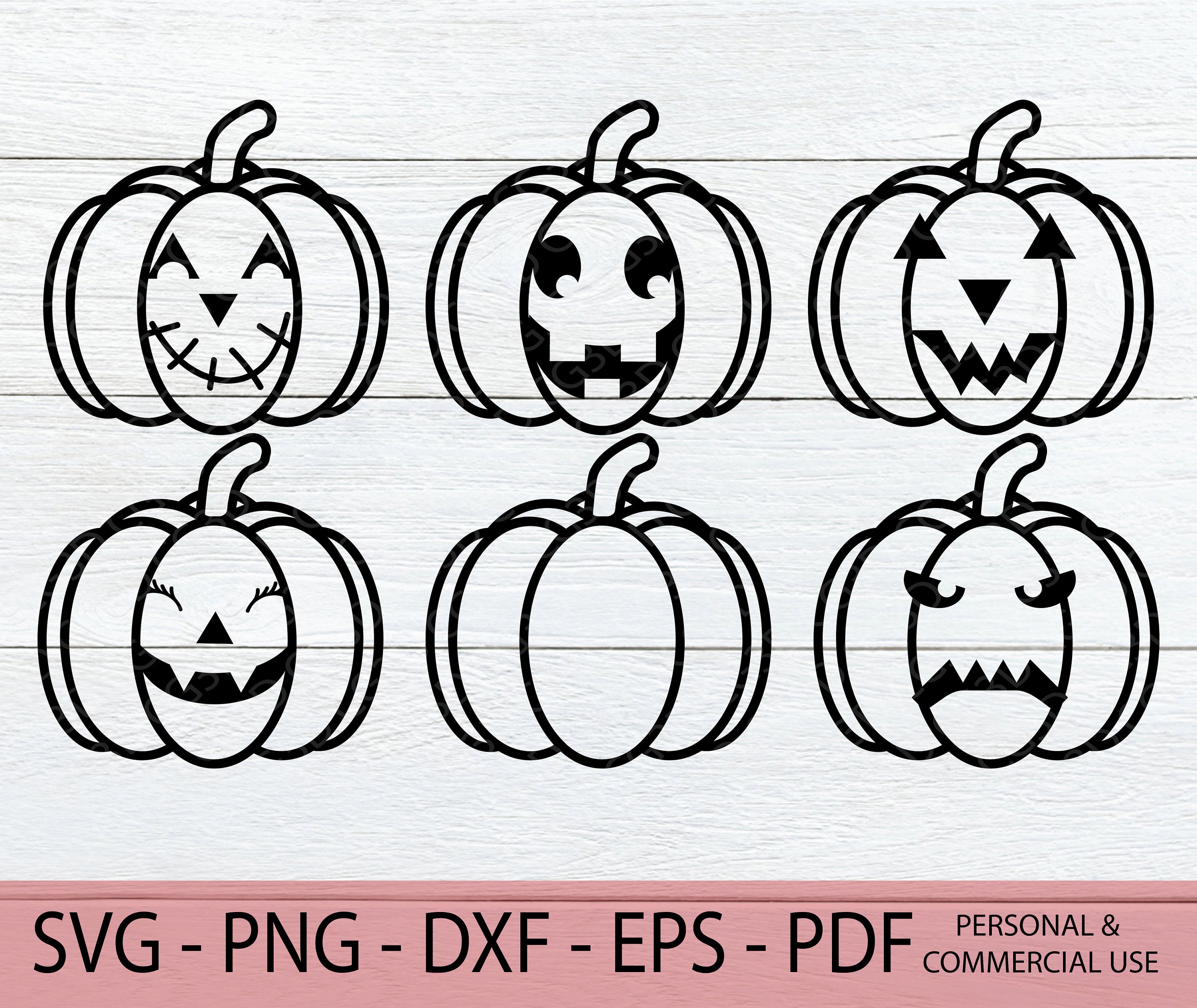 Jack O Lantern SVG Bundle Pumpkin Outline SVG Halloween - Etsy