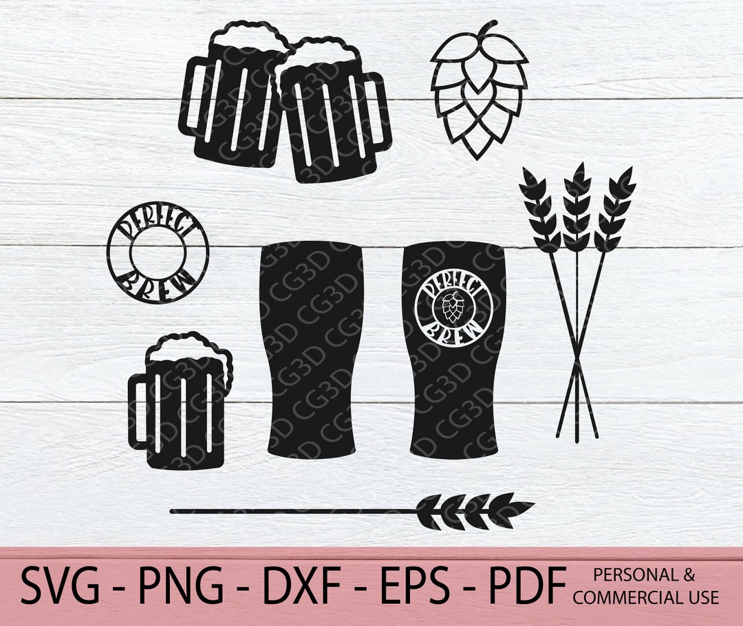 Beer SVG Bundle - Beer Mug Svg File - Hops Plant Svg - Wheat Barley Png ...