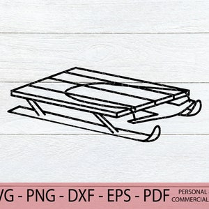 Sled Outline SVG - Christmas Sled Svg - Old Fashion Sled SVG - Wood ...