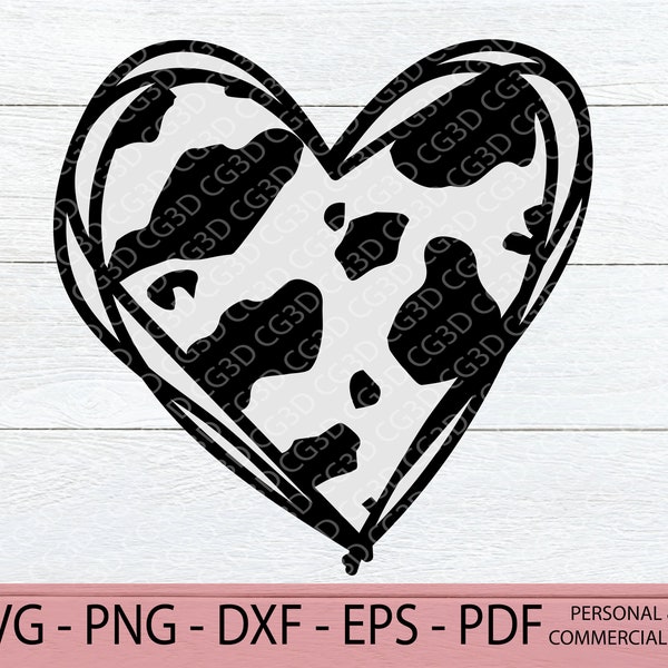 Heart and Cow Print - Etsy