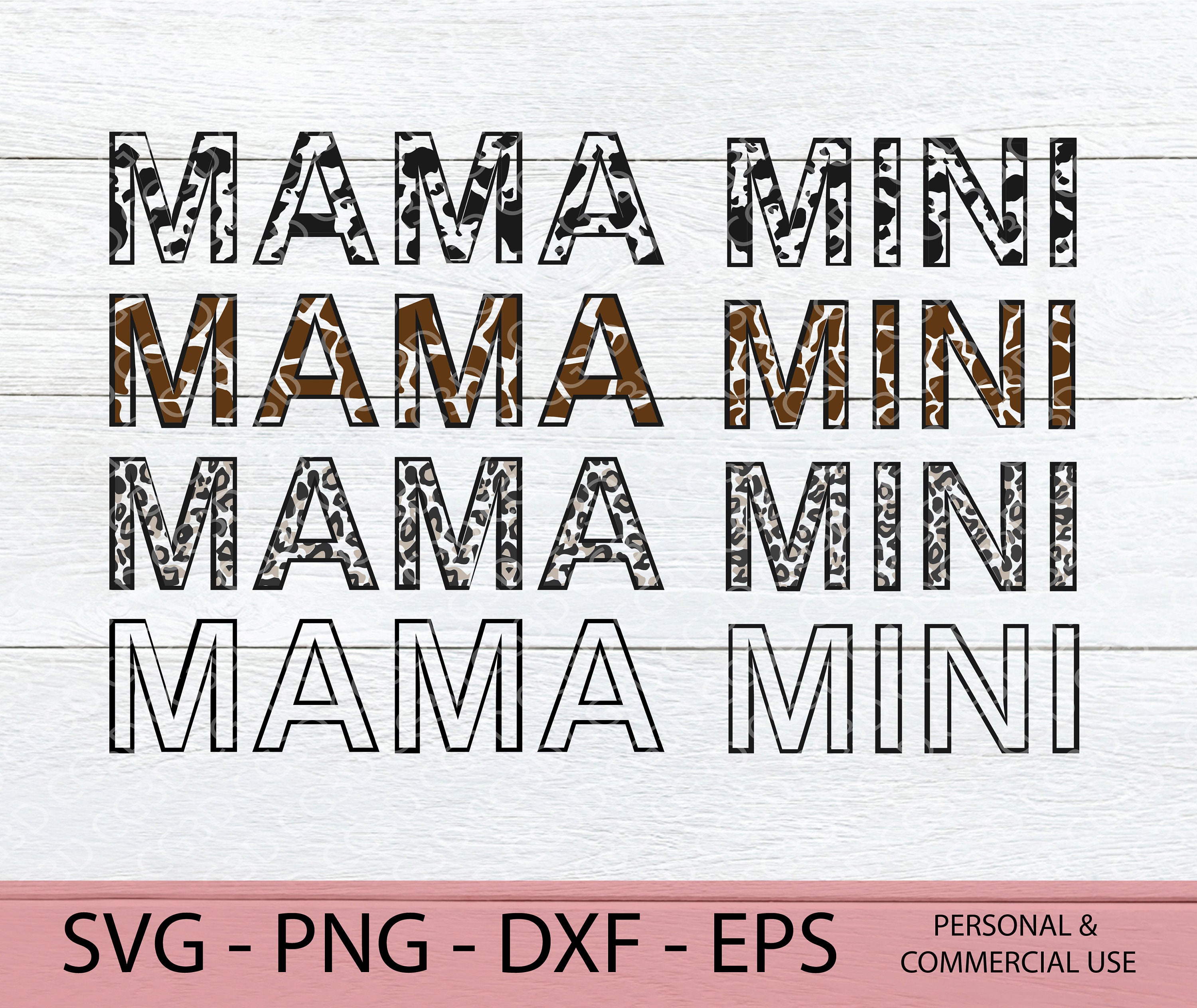 Animal Print Mama Mini SVG Bundle Mama Svg Leopard Print | Etsy