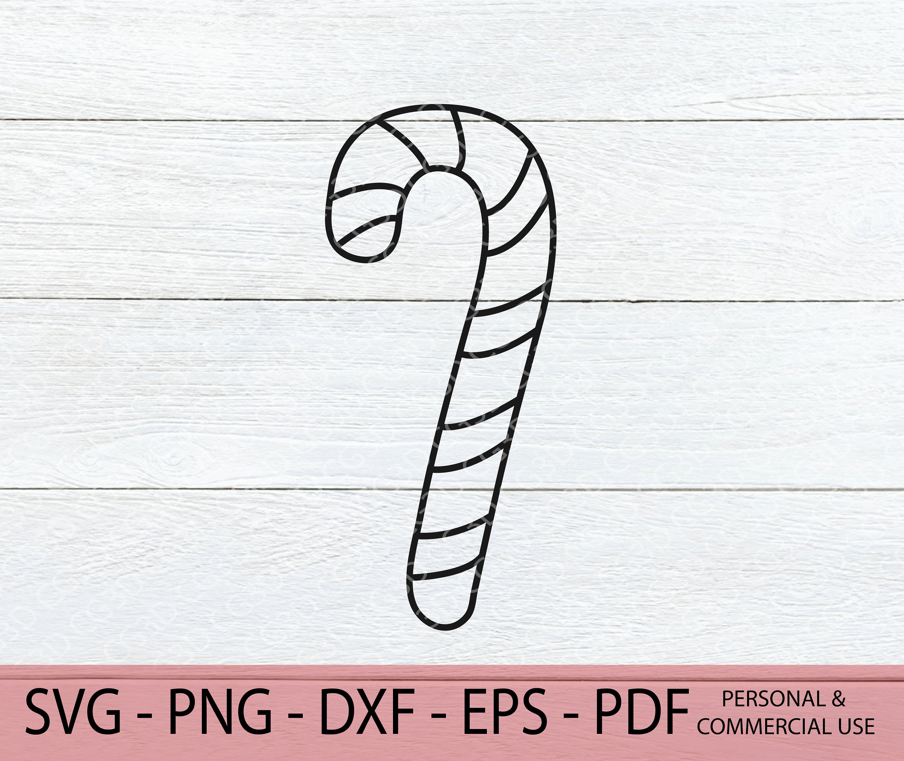 Candy Cane Outline SVG Candy Cane Svg Christmas Candy SVG - Etsy