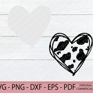Cow Print Heart SVG - Scribbled Heart Sketch SVG - Cow Pattern SVG ...
