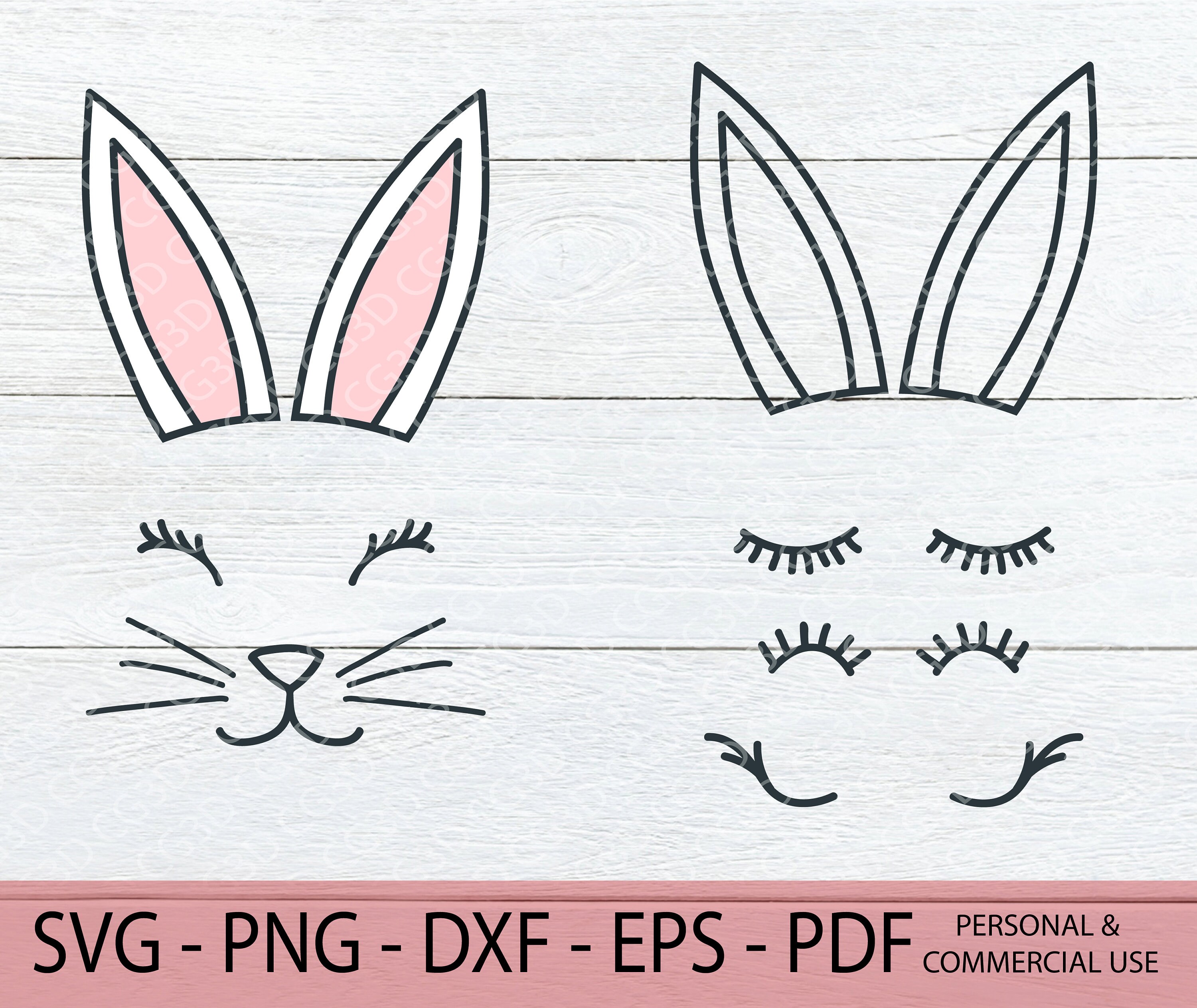 Bunny Face SVG Easter SVG Layered SVG Easter Bunny | Etsy