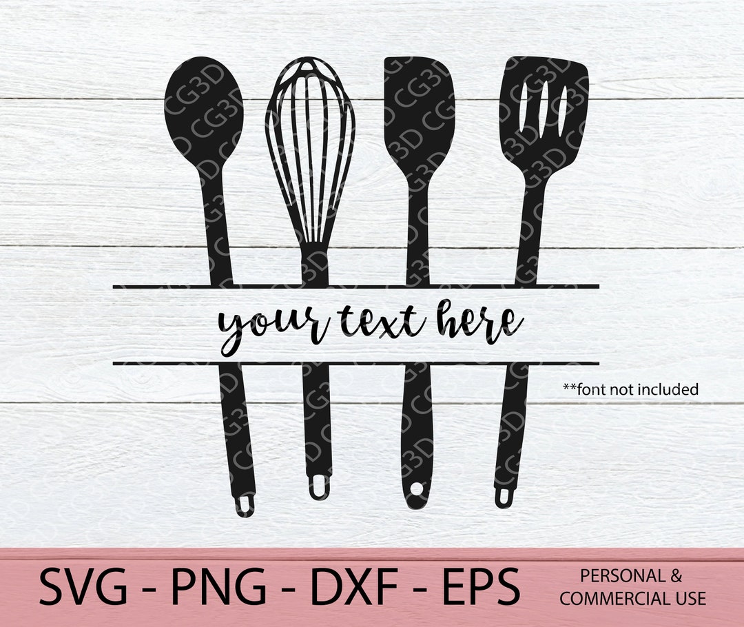 Kitchen Utensils SVG Monogram - Kitchen Tools SVG - Baking Tools SVG ...