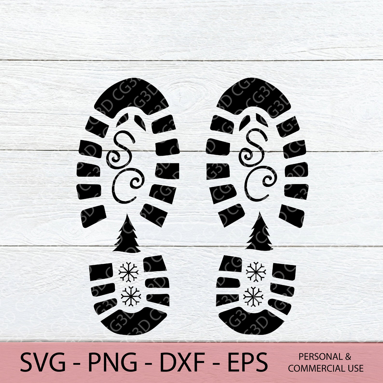 Christmas Footprint Bundle - Santa Foot Print SVG - Santa Boot SVG ...