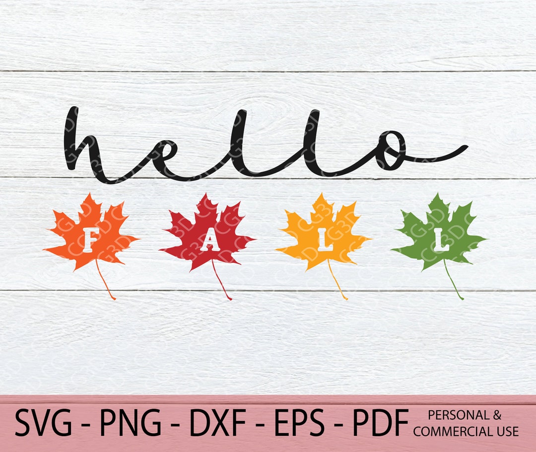 Hello Fall SVG - Hello Fall PNG - Fall Porch Sign - Fall Leaves Welcome ...