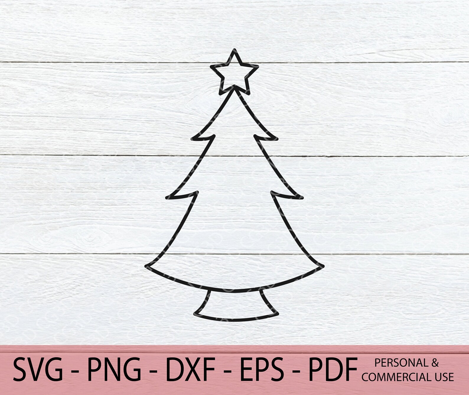 Christmas Tree Outline SVG Christmas Tree Svg Hand Drawn | Etsy