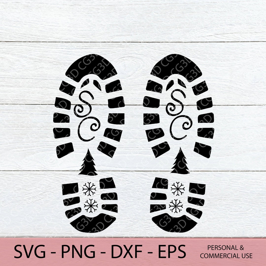 Santa Foot Print SVG - Santa Boot SVG - Boot Stencil SVG - Santa Claus ...