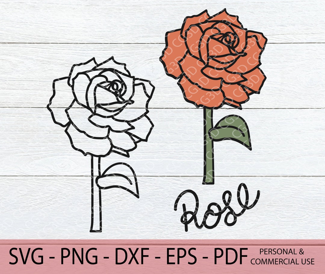 Rose Stem SVG - 3D Layered Floral SVG - Rose Clipart - Printable Flower ...