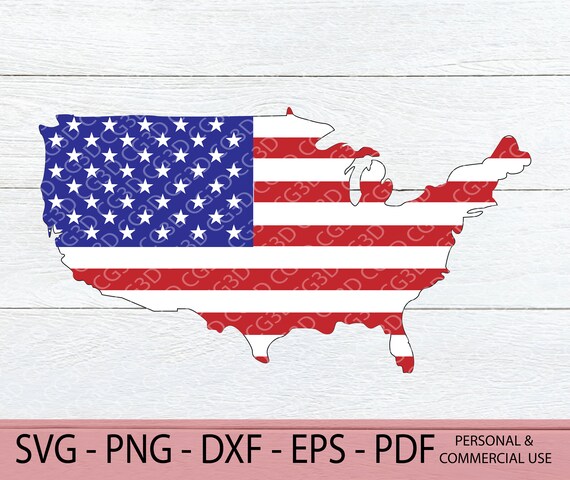 American Flag USA Svg United States Map Svg 4th of July - Etsy