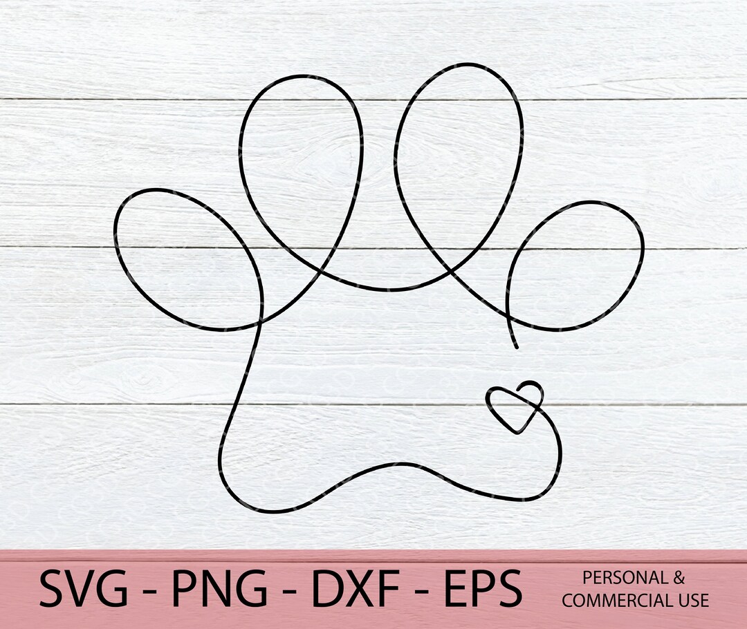 Paw Print Line Art SVG - Pet SVG - Minimalist Paw Print SVG - Farmhouse ...
