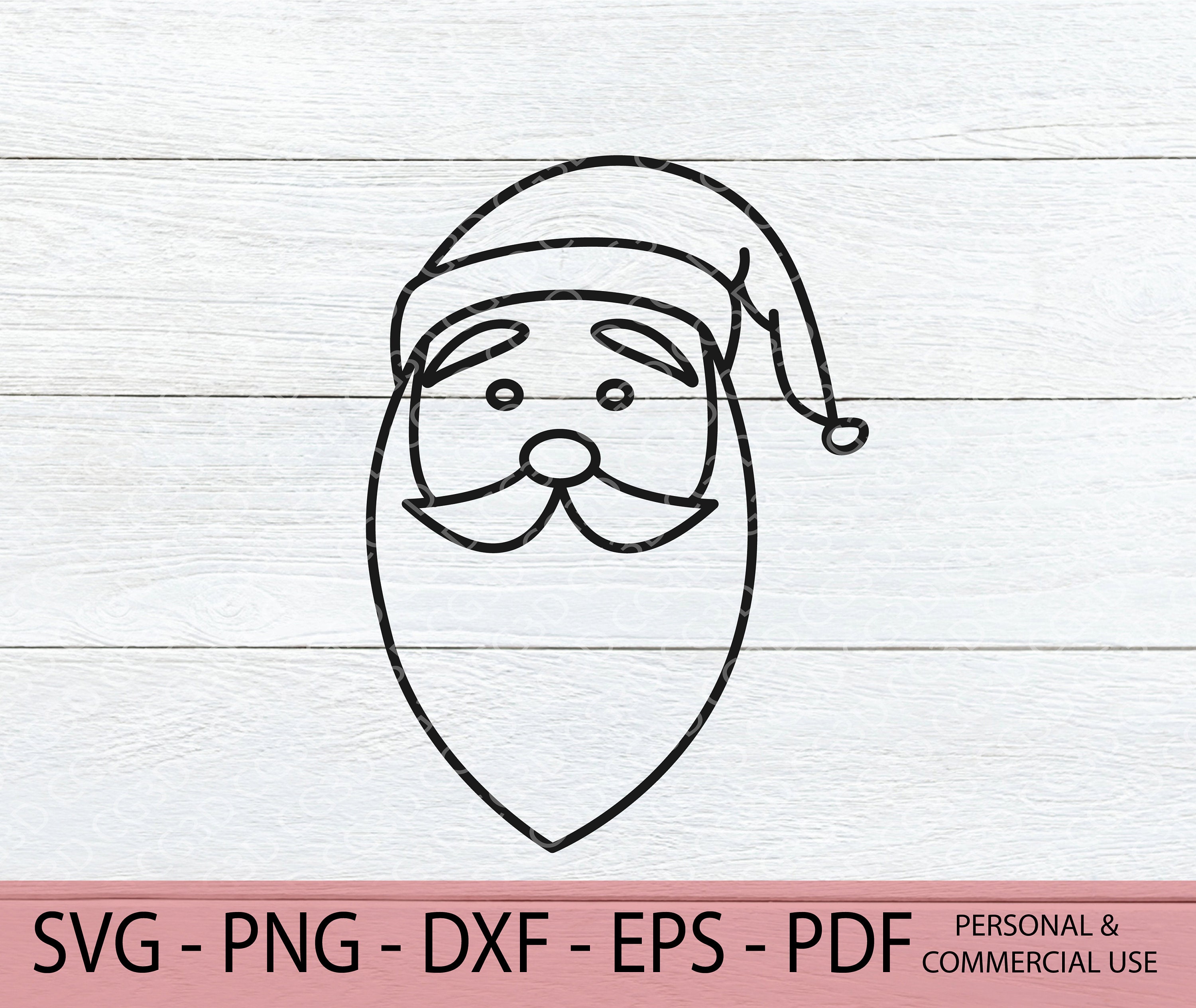 Santa Outline SVG Santas Face svg Dibujado a mano Santa - Etsy México