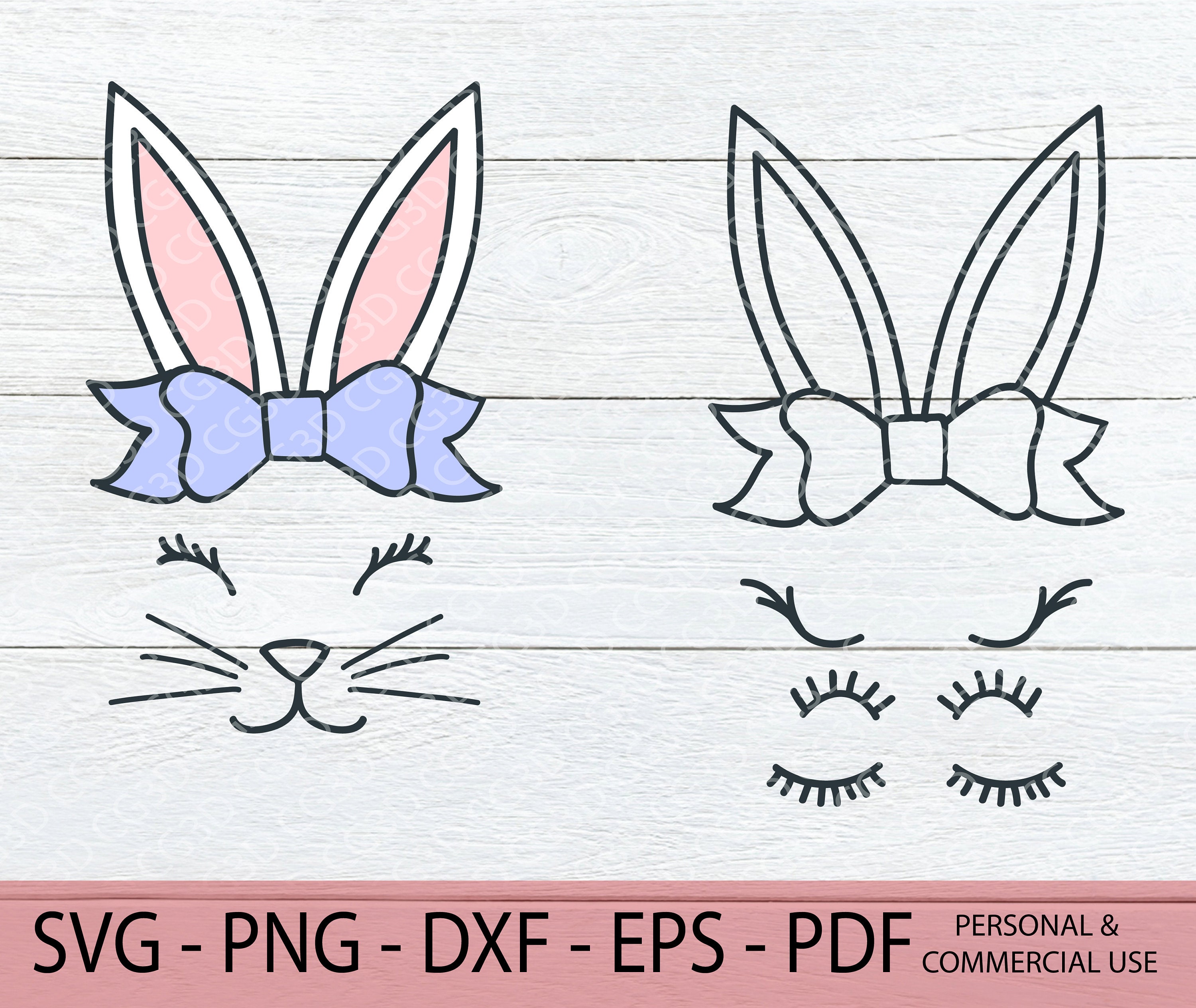 Bunny Face SVG Easter SVG Layered SVG Easter Bunny | Etsy