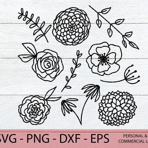 Flower SVG Bundle Flower Clip Art Flower Outline SVG - Etsy