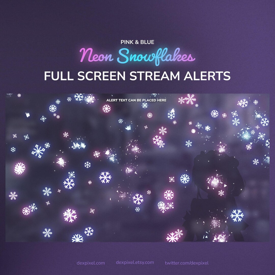 Pink Blue Neon Snowflakes Alerts | Full-screen Festive Winter Animated ...